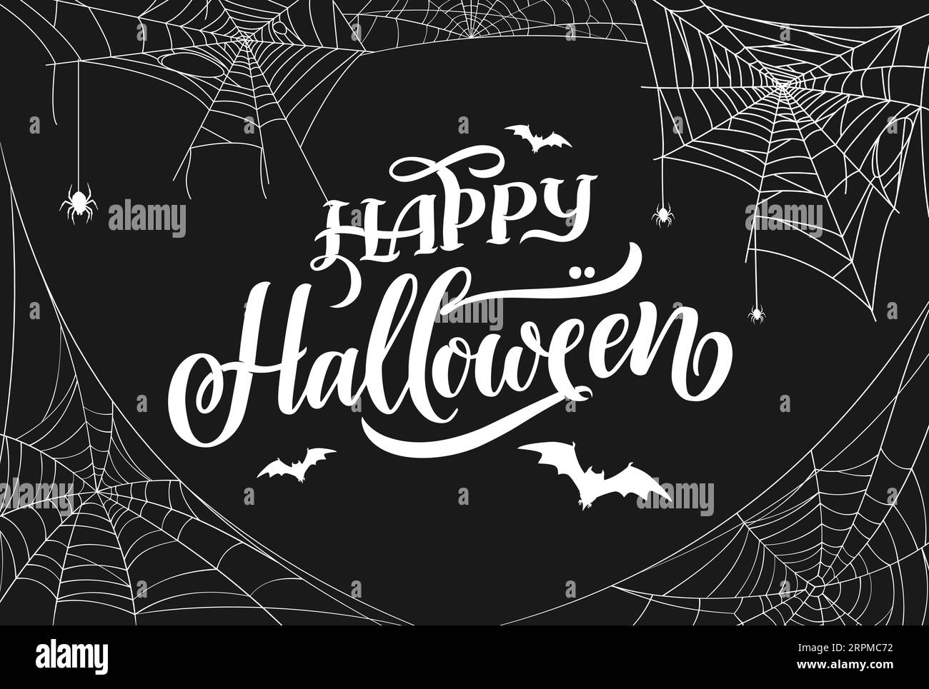 Halloween cobweb with spiders, holiday banner. Vector festive ...