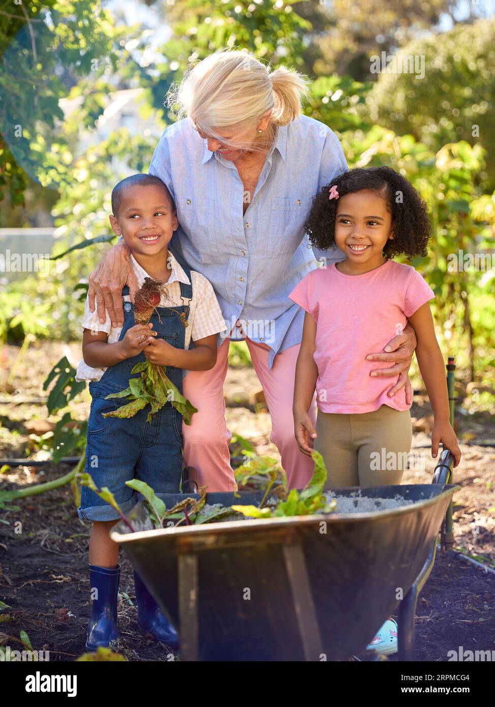 Grandmother grandchildren gardening hi-res stock photography and images ...
