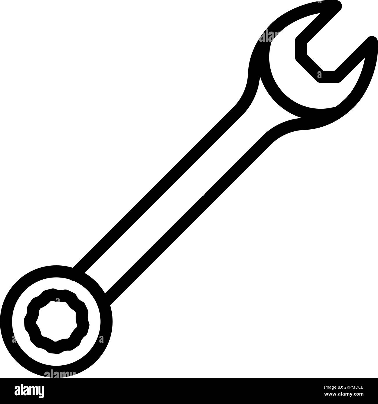 Line wrench icon as an editable outline for web design Stock Vector ...