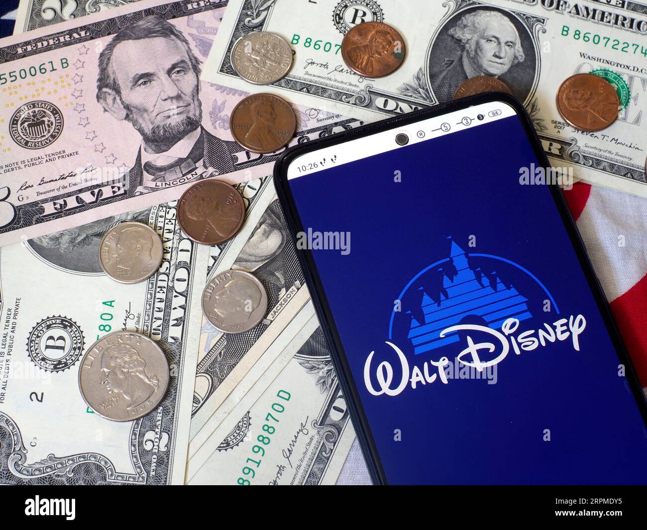 In this photo illustration, The Walt Disney Company logo is seen ...