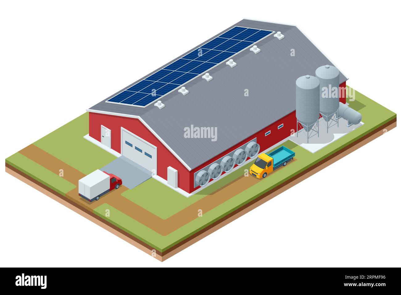 Isometric Poultry Farm Industrial. Poultry farm building, production of ...