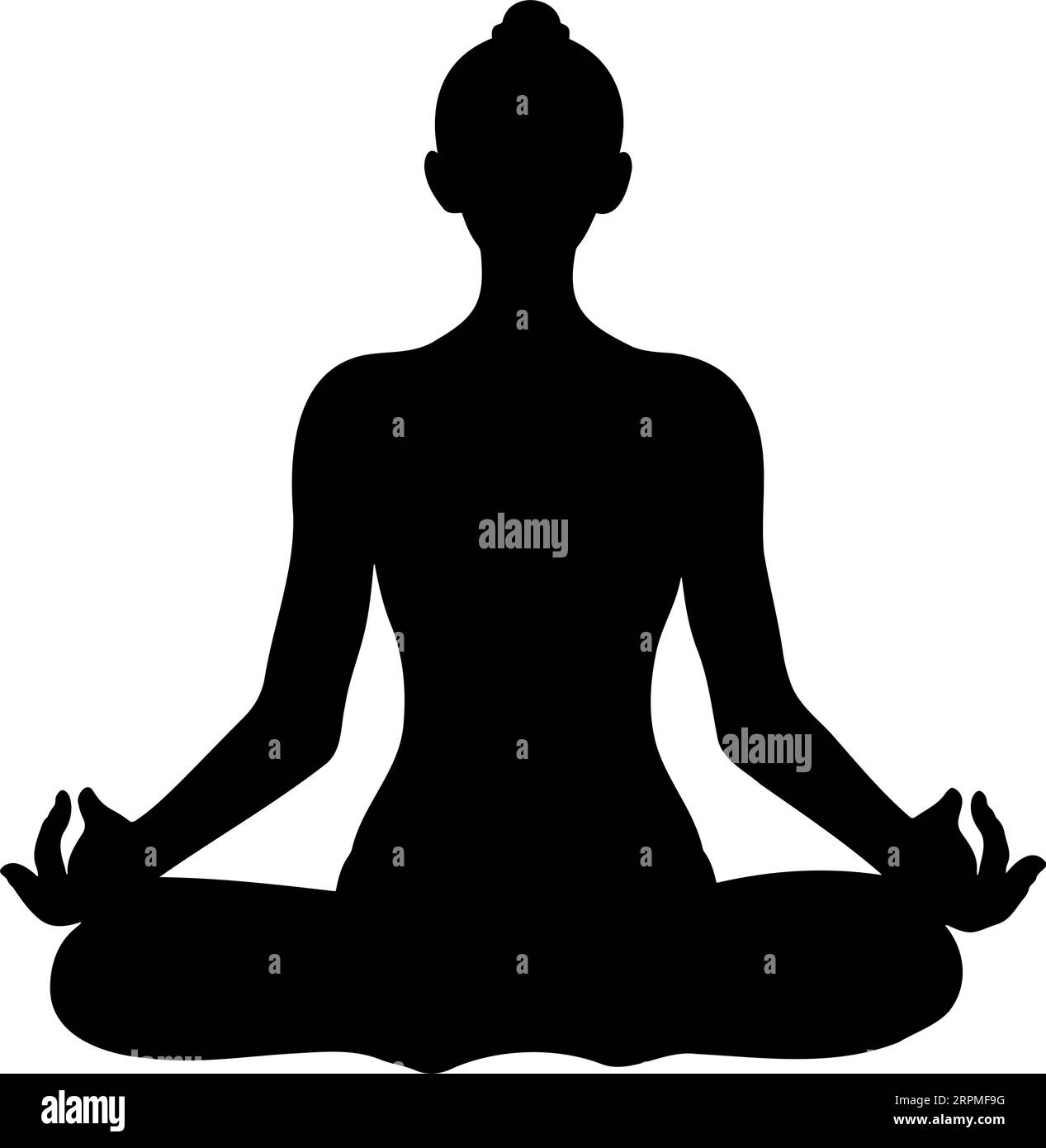 Woman meditating in a lotus pose silhouette. Yoga pose. Vector ...