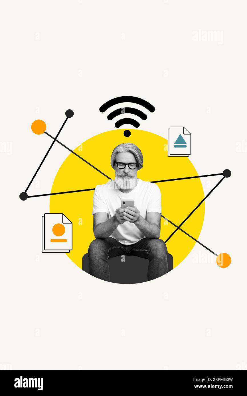 Composite collage advert multitask device smartphone connection send ...