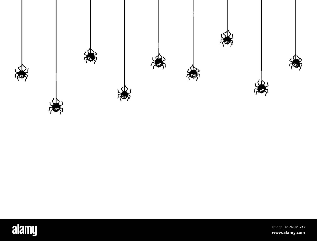 Halloween spider border with webs. Vector background of horror holiday ...