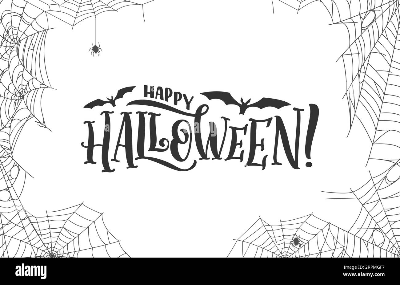 Halloween holiday cobweb and spiders frame with bats, vector spooky ...