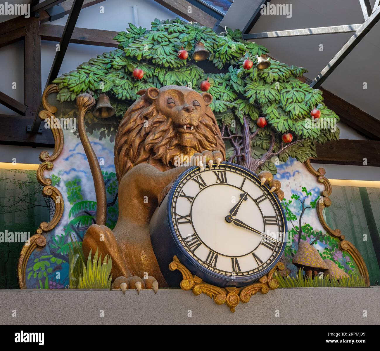 Grantham, Lincolnshire, UK – The Lion and Apple Tree Clock in the Isaac ...