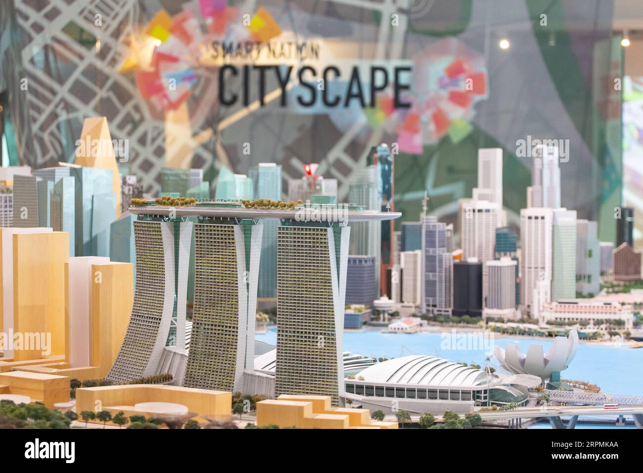 3D sand model of Marina Bay Sands hotels, various office buildings and ...