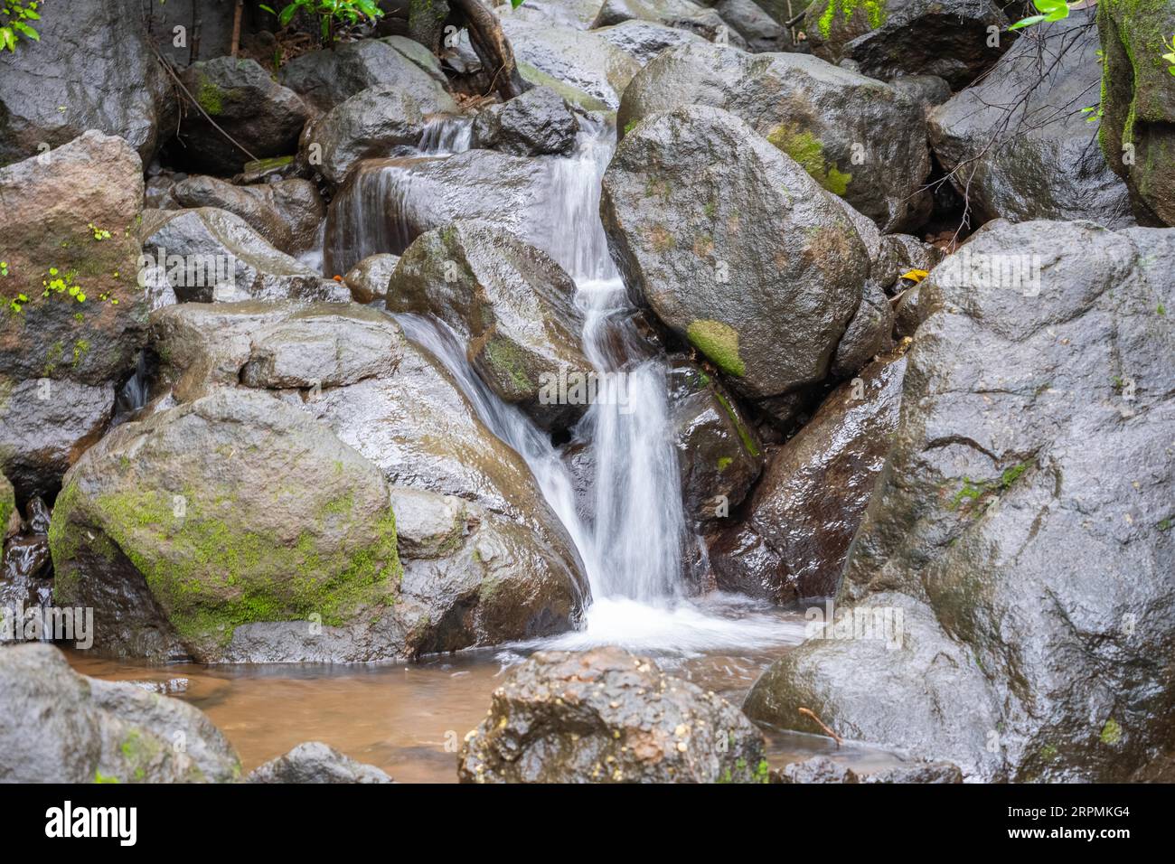 small waterfalls in the forest Stock Photo - Alamy