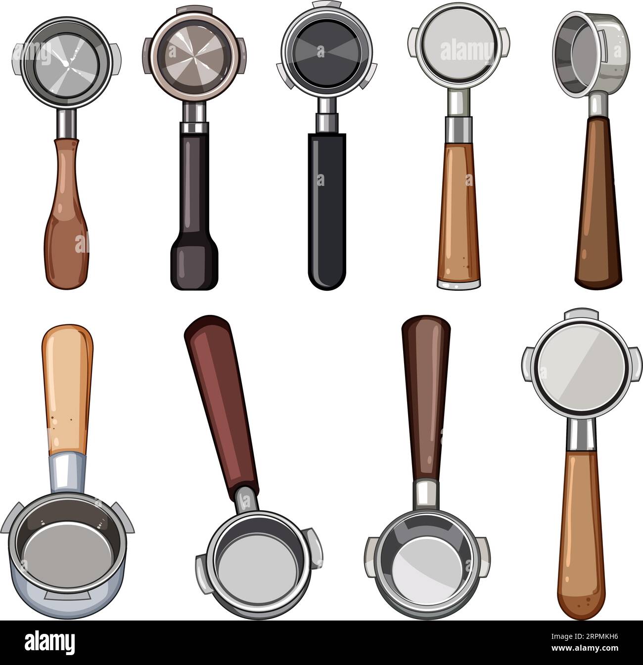 portafilter coffee set cartoon vector illustration Stock Vector Image ...