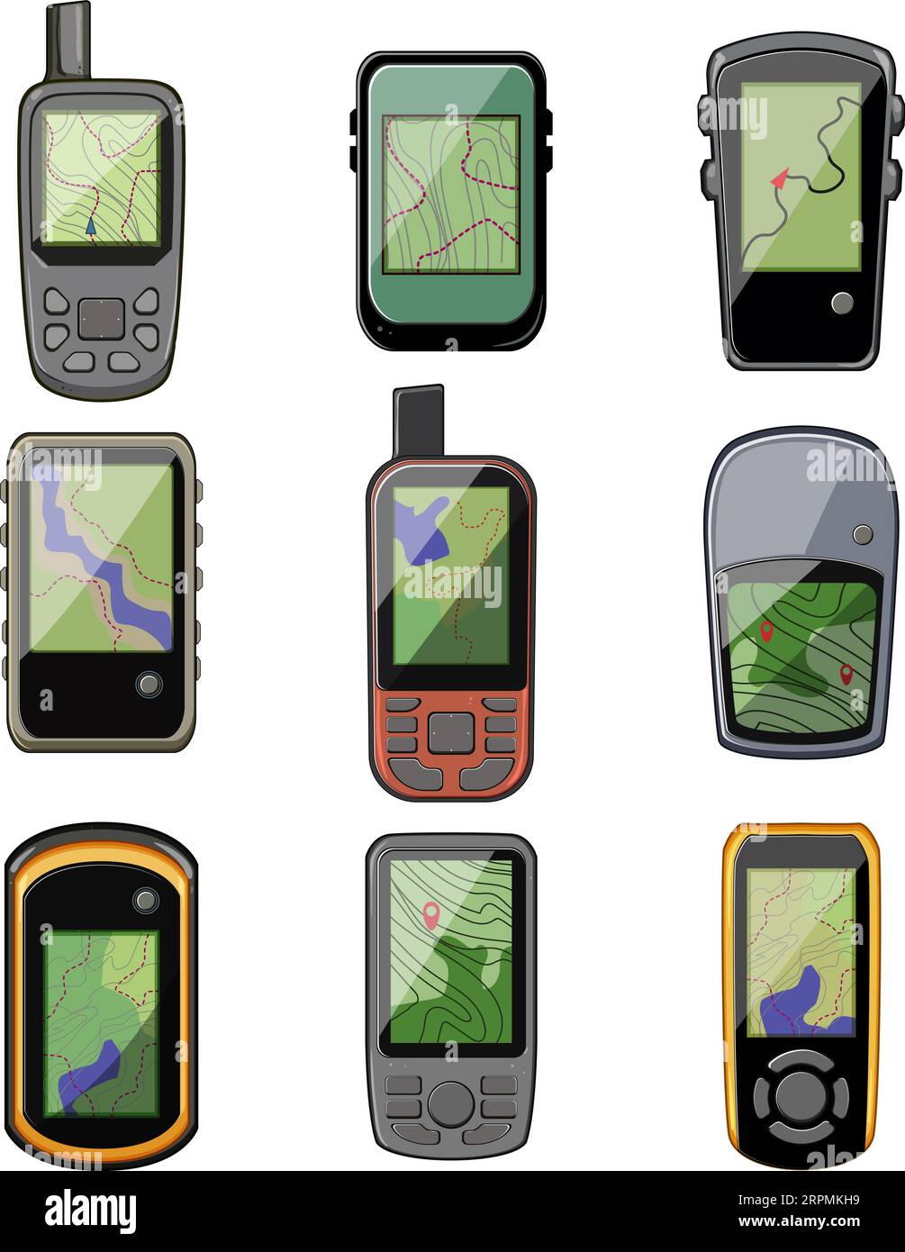 gandheld gps set cartoon vector illustration Stock Vector Image & Art ...