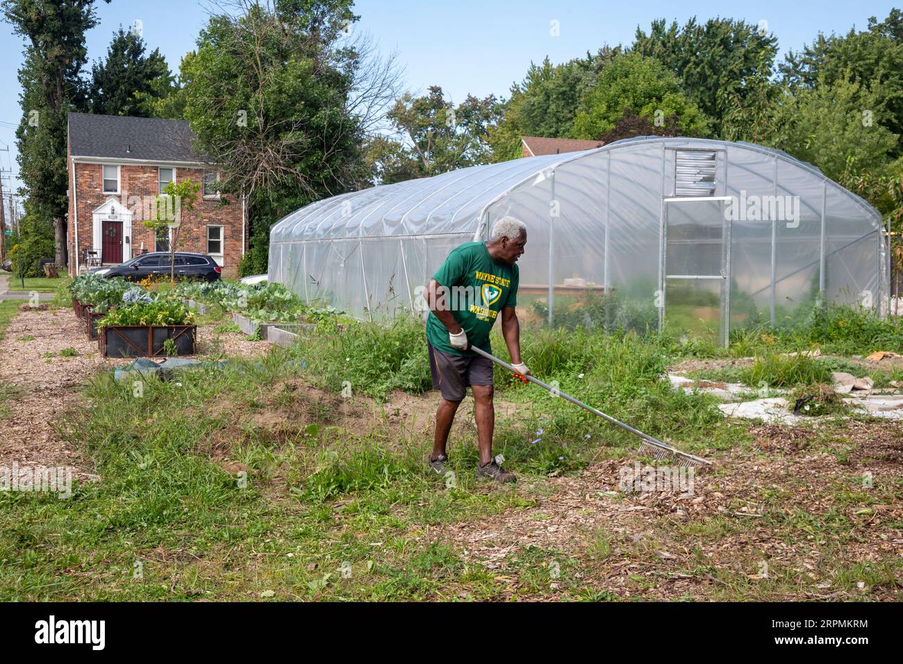 Detroit, Michigan - Gary Gray works in Emerald Garden, the garden he ...