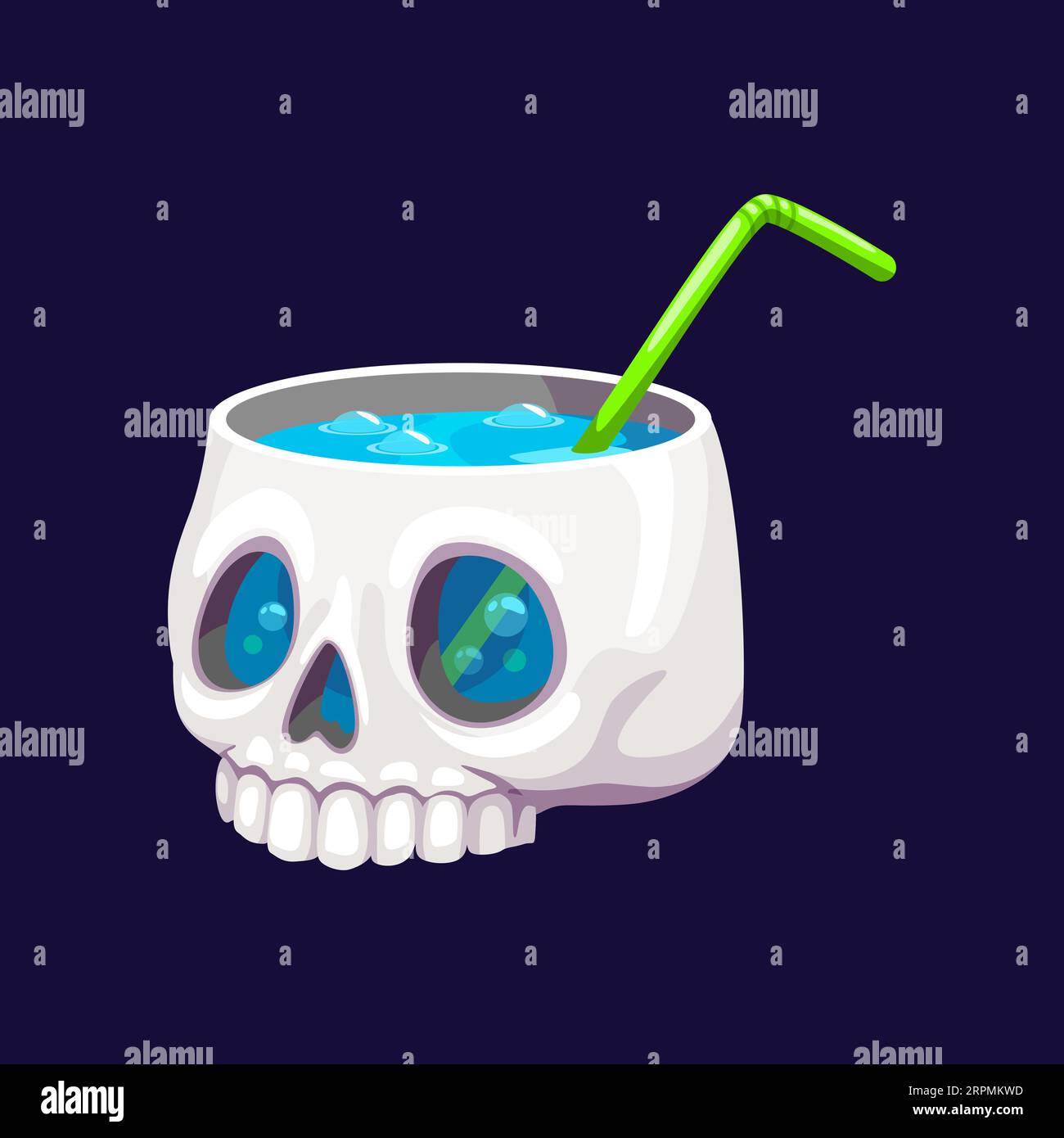 Halloween holiday party cocktail drink in skull glass for bar menu ...