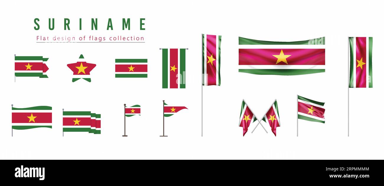 Suriname flag, flat design of flags collection Stock Vector Image & Art - Alamy