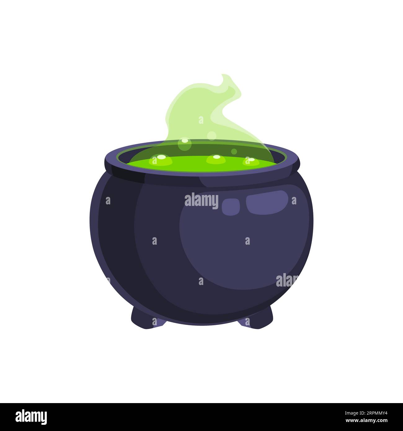 Cartoon Halloween witch cauldron with green brew. Isolated vector ...