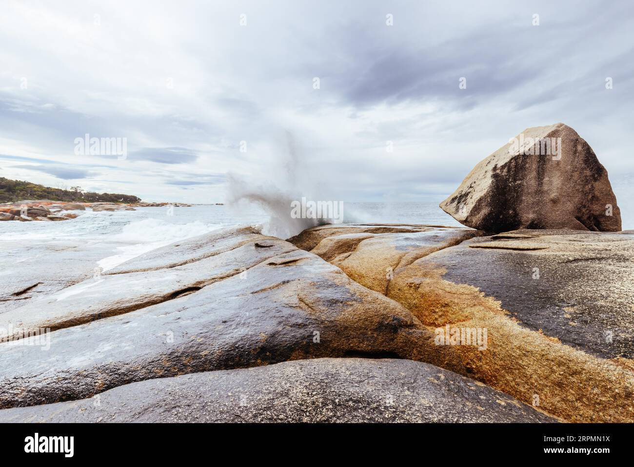 The famous Bicheno Blowhole that is a popular tourist attraction near ...