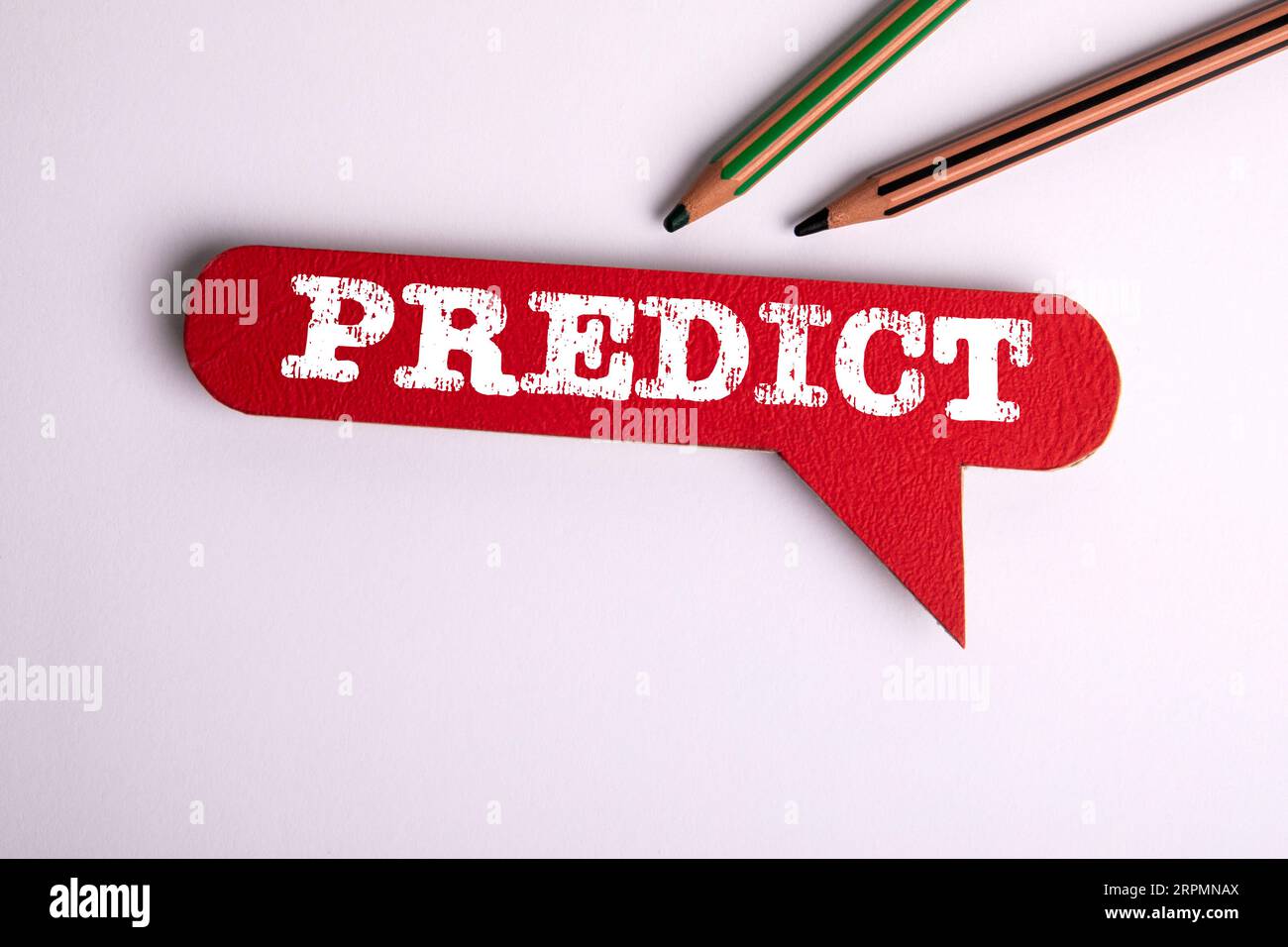 PREDICT Concept. Red speech bubble on white background Stock Photo - Alamy