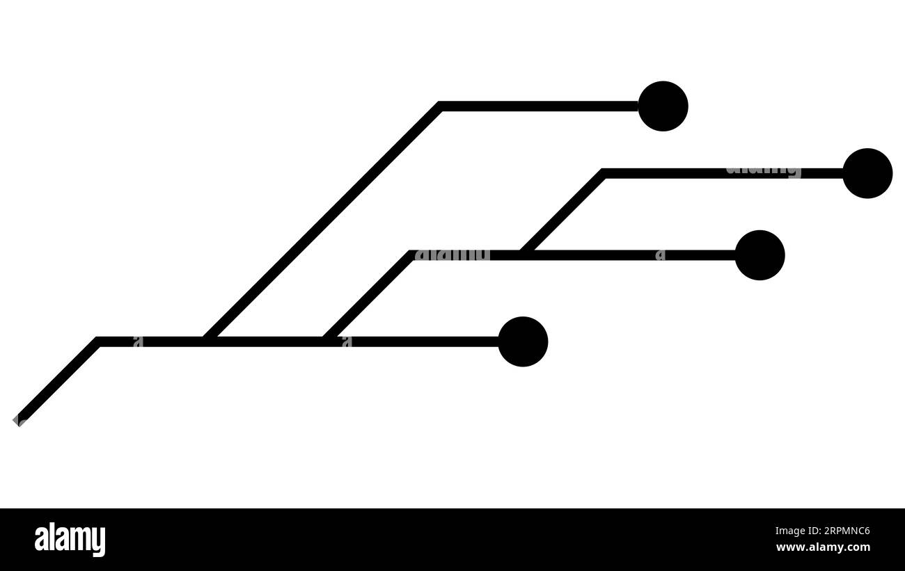 Printed circuit board PCB tracks isolated on white background ...