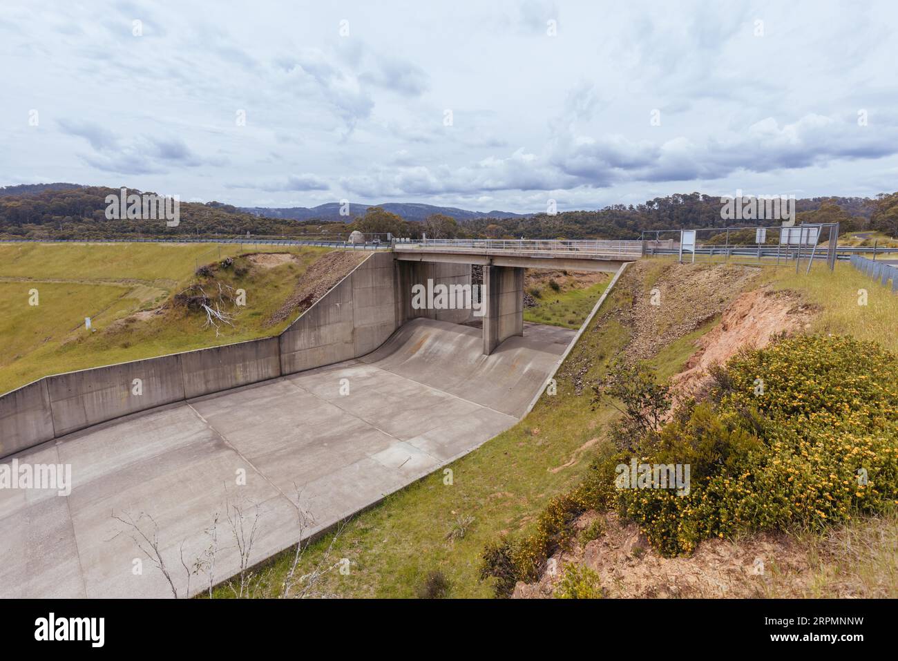 Tooma Dam from the Tooma River forming as part of the Snowy Mountains ...