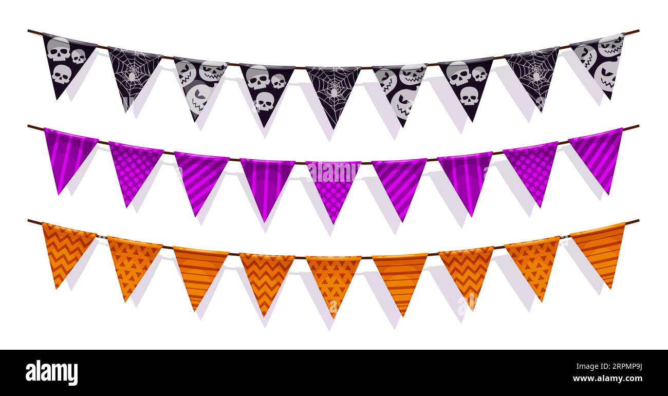 Halloween garland pennants with scary holiday ornaments. Isolated ...