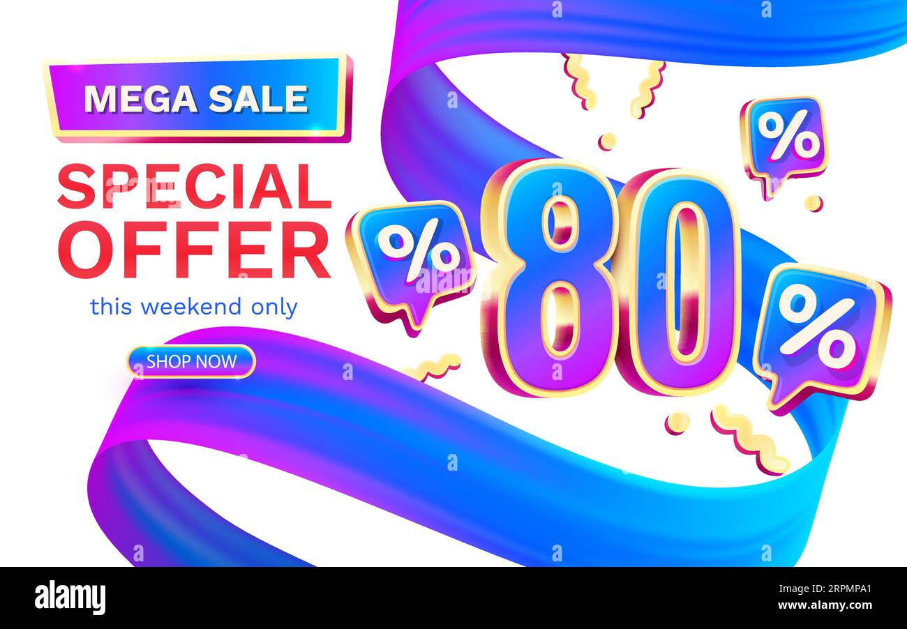 Mega sale special offer, 80 off sale banner. Sign board promotion ...