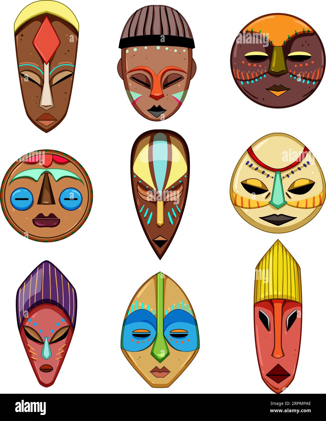 tribal mask set cartoon vector illustration Stock Vector Image & Art ...