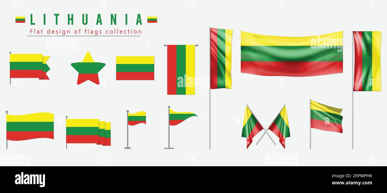 Lithuania flag, flat design of flags collection Stock Vector Image ...