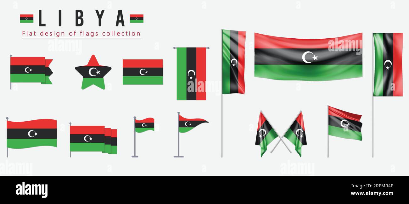 Libya flag, flat design of flags collection Stock Vector Image & Art ...