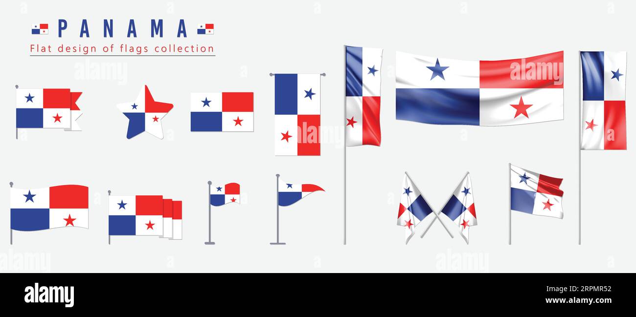 Panama flag, flat design of flags collection Stock Vector Image & Art ...