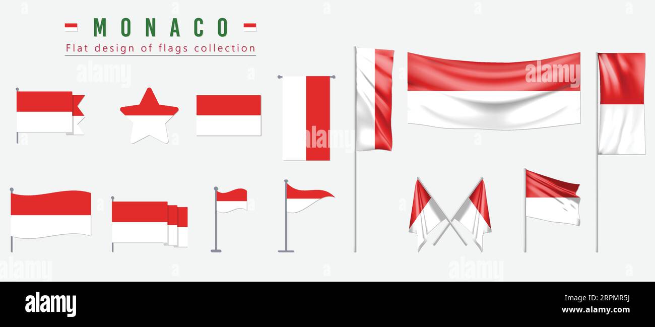 Monaco flag, flat design of flags collection Stock Vector Image & Art ...
