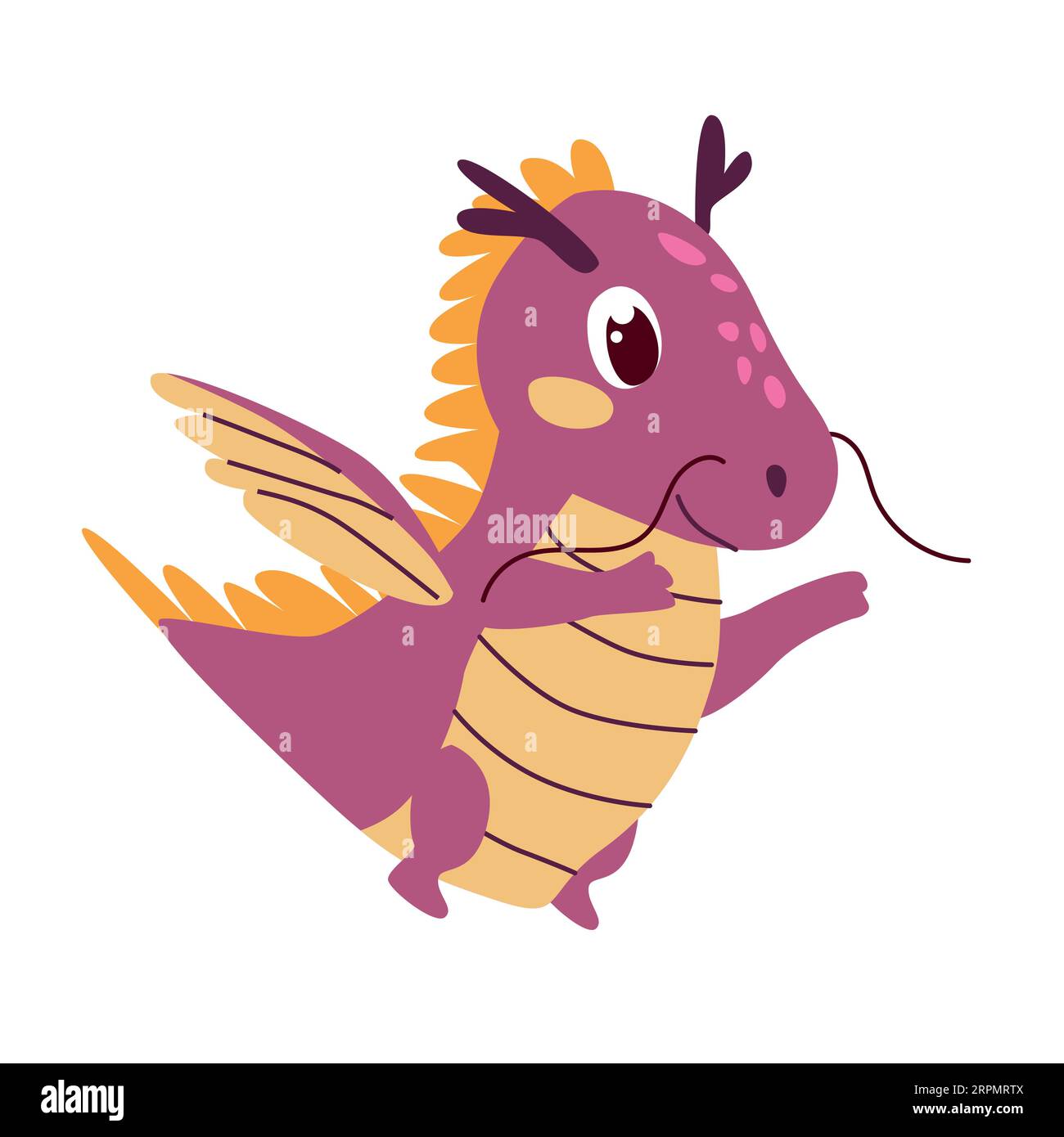 cute baby dragon oriental animal in red color Stock Vector Image & Art ...