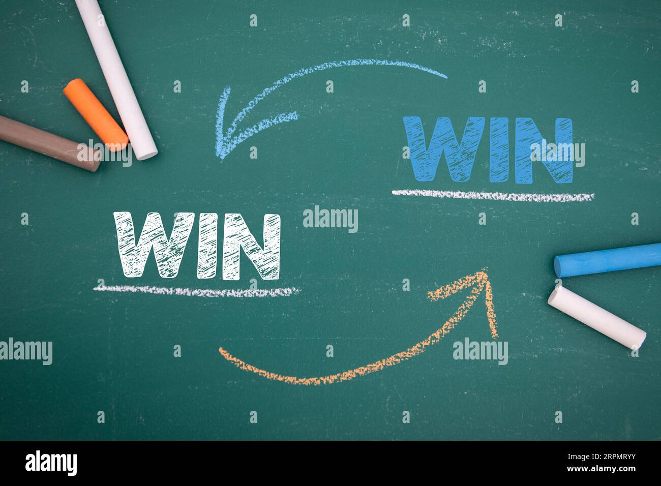 WIN Concept. Text on a green chalk board Stock Photo - Alamy