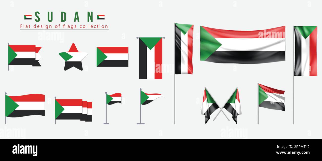 Sudan flag, flat design of flags collection Stock Vector Image & Art ...