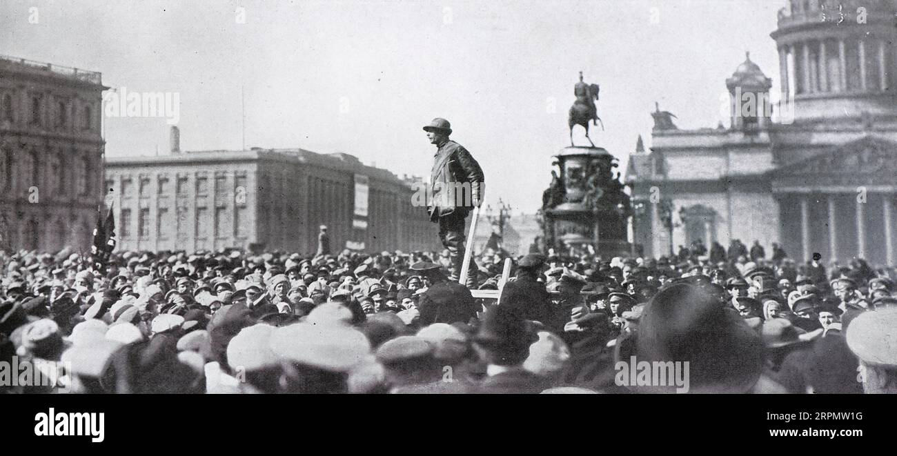 Lenin's disciple haranguing the crowd, May 1917, Russia Stock Photo - Alamy