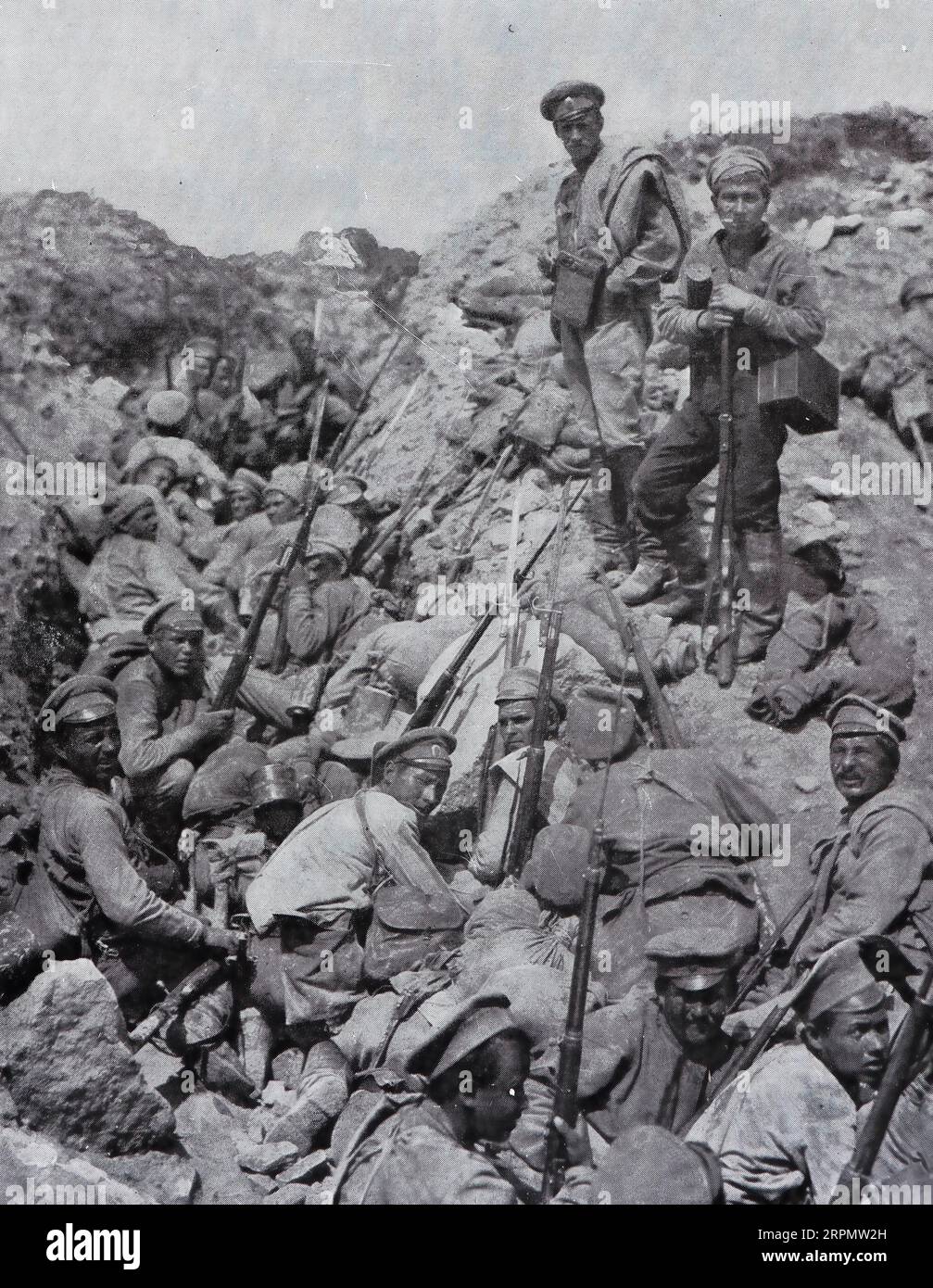 Russian soldiers awaiting assault signal, July 1917, Tarnopol, Russia ...