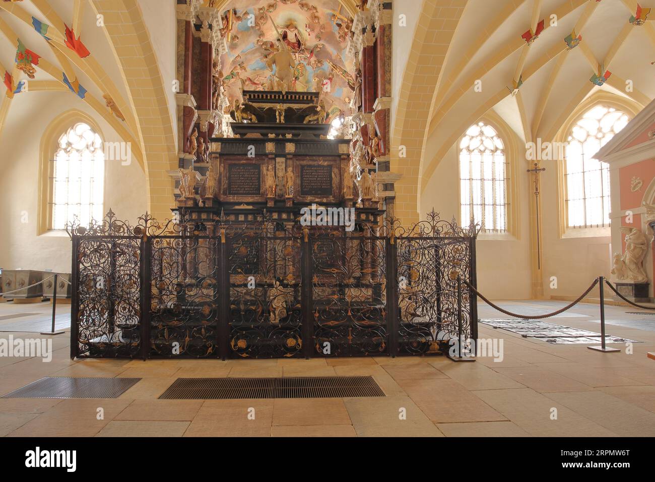 High altar with decorations in the Romanesque Cathedral of St. Mary ...