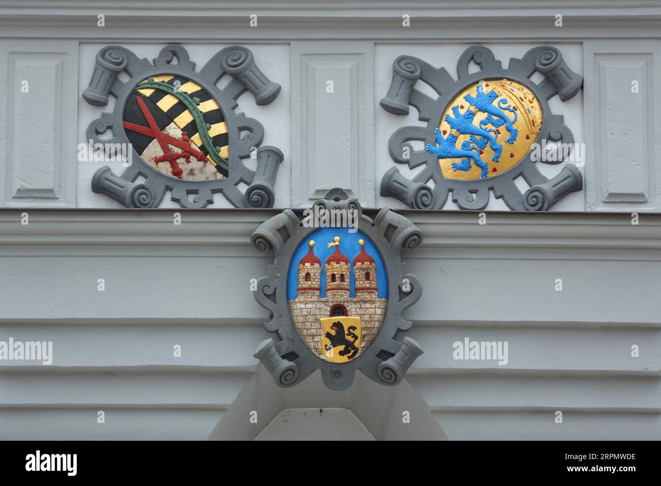 Electoral Saxon coat of arms, city coat of arms and Staufer coat of ...