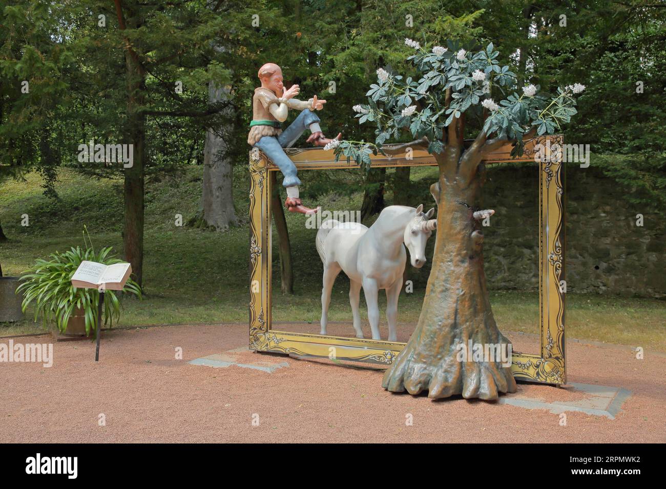 Sculpture to the fairy tale The Brave Little Tailor with White Unicorn ...