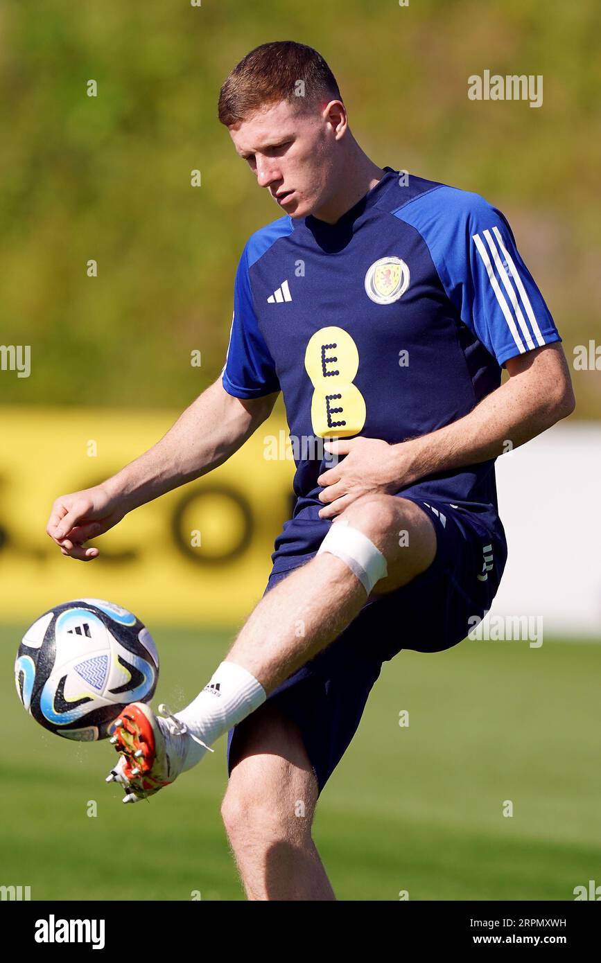 Scotland's Elliot Anderson during a training session at Lesser Hampden ...