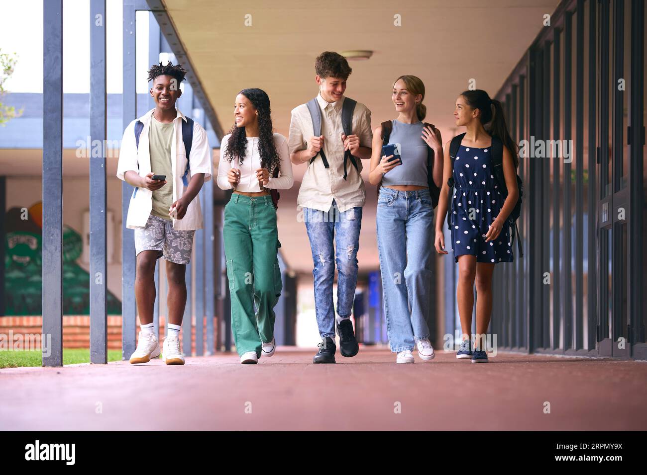 Group Of Multi-Cultural High School Or Secondary School Pupils Outdoors ...