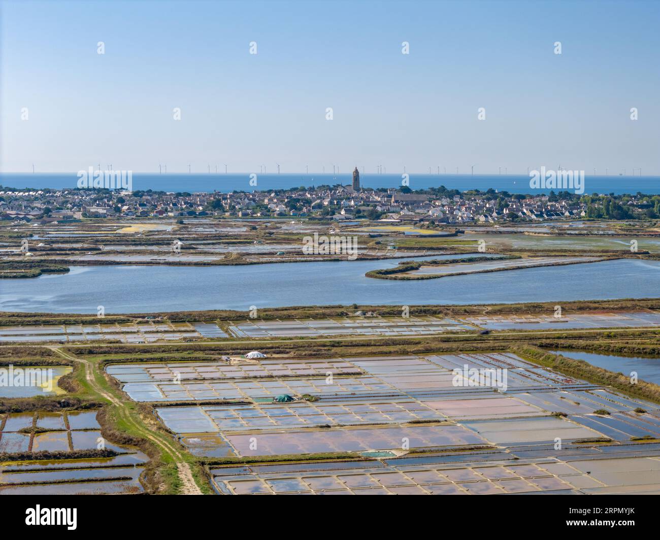 Aerial drone photo of the Guerande Salt Marshes in Bretagne, France ...