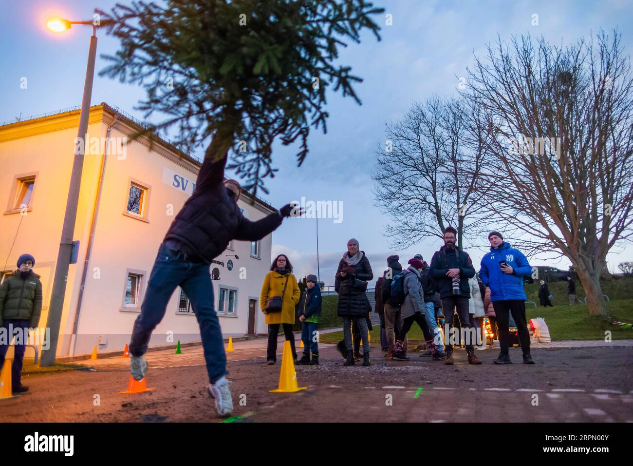 Unofficial world championships in Christmas tree throwing. The trees ...