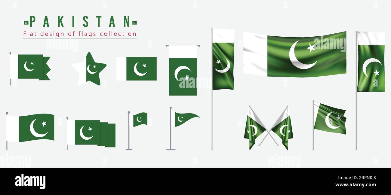 Pakistan flag, flat design of flags collection Stock Vector Image & Art ...