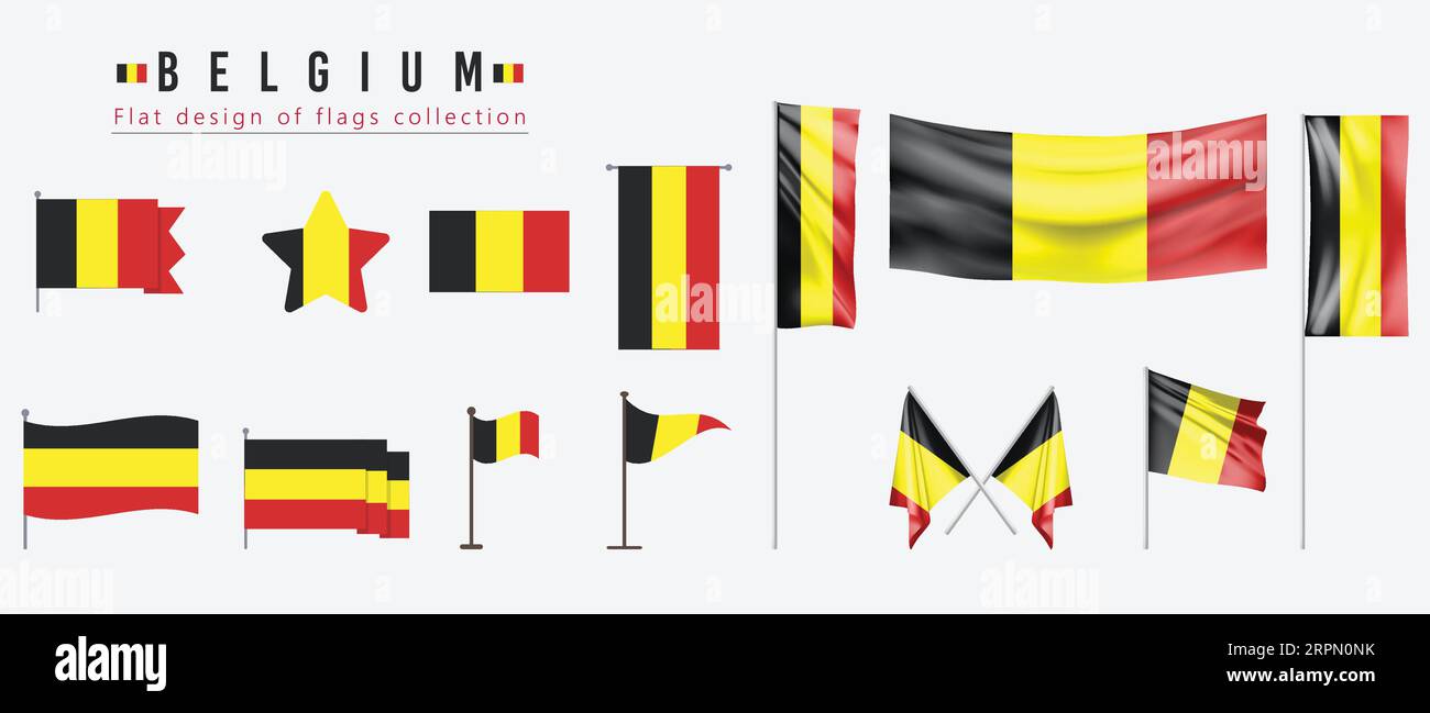 belgium flag, flat design of flags collection Stock Vector Image & Art ...