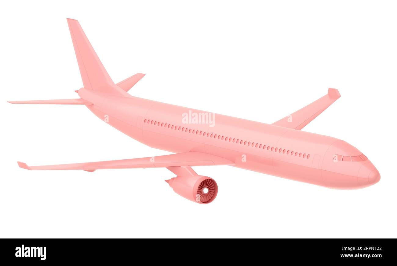 Pink 3d plane take off isolated on white background. 3d rendering Stock ...