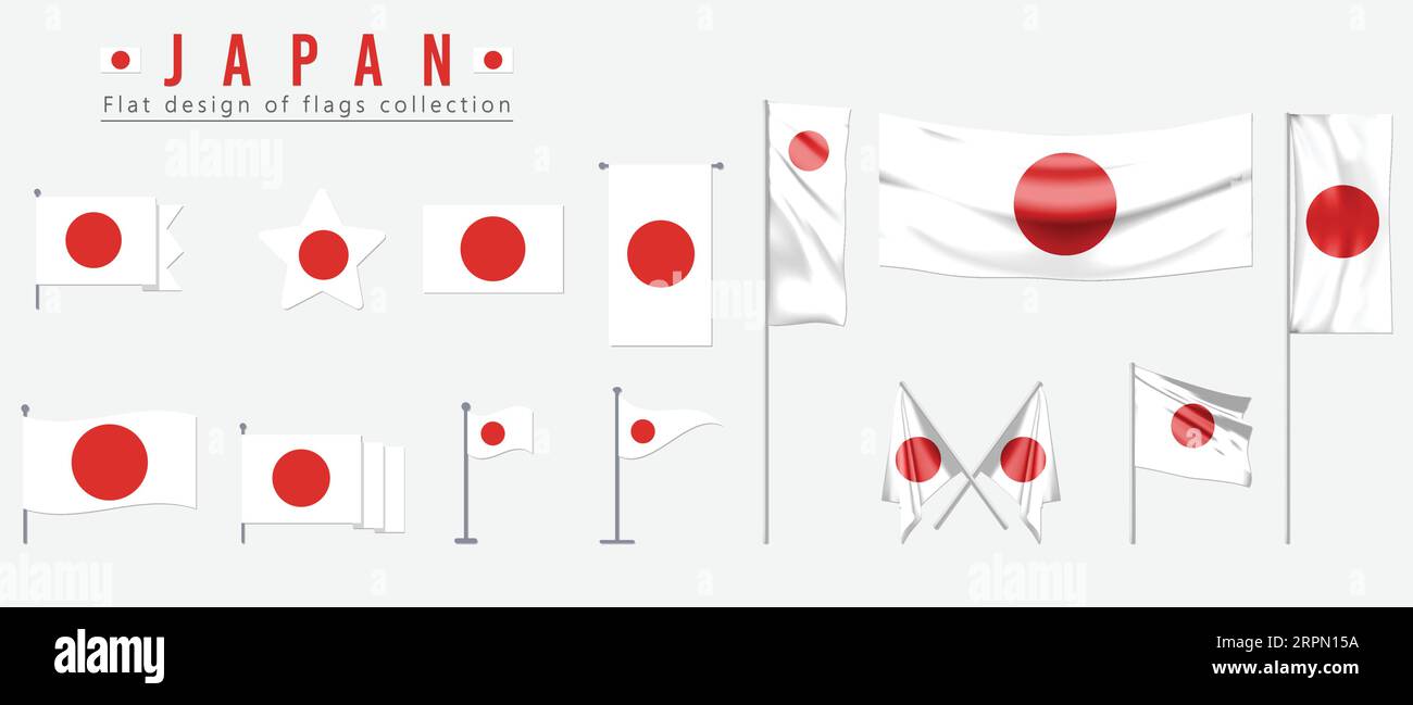 Japan flag, flat design of flags collection Stock Vector Image & Art ...
