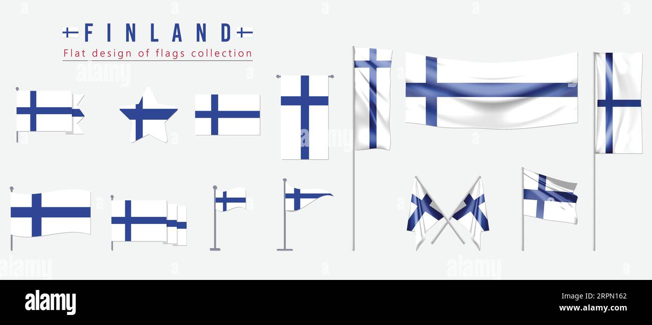 Finland flag, flat design of flags collection Stock Vector Image & Art ...