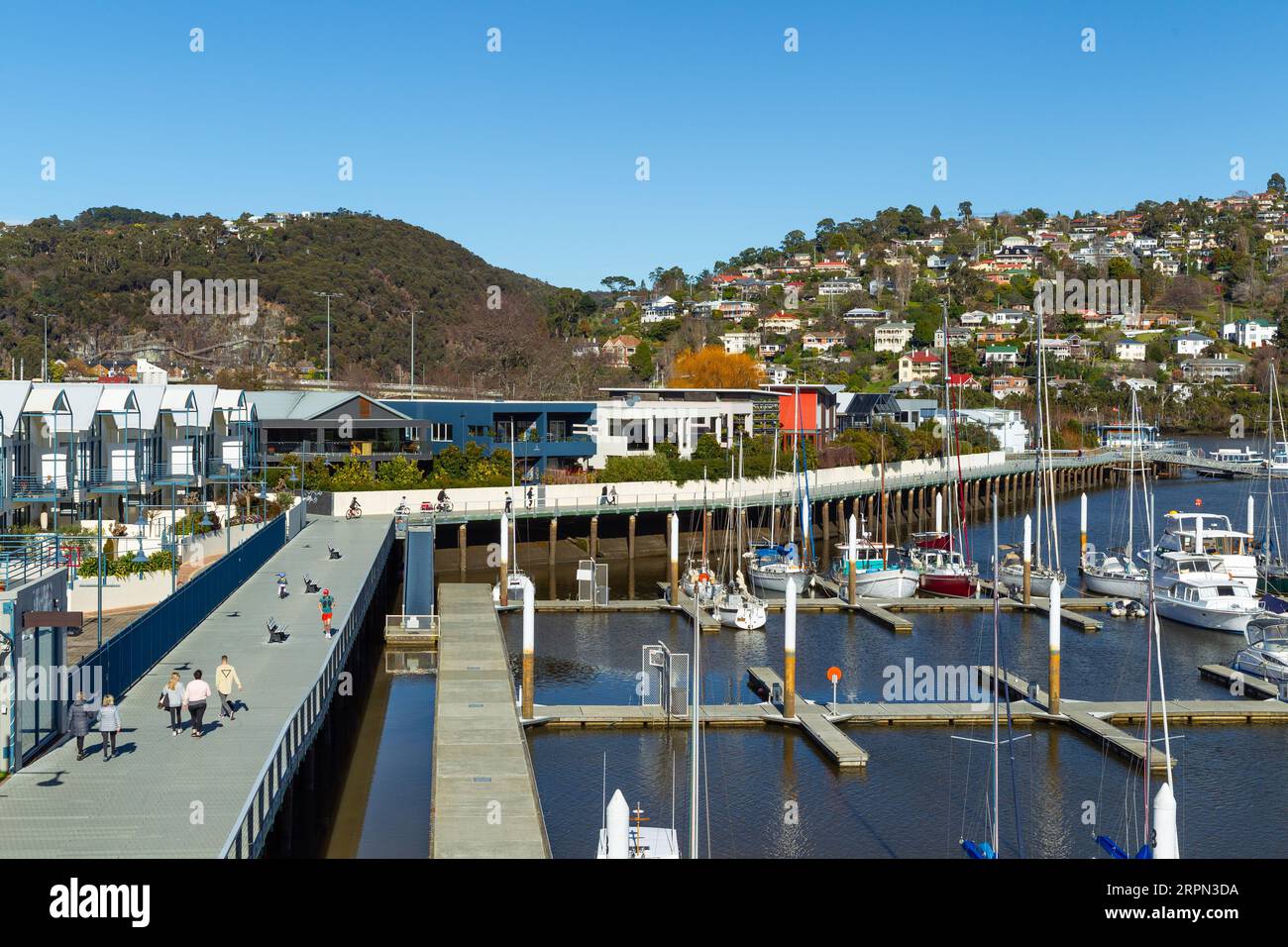 Seaport Marina in Launceston, Tasmania, Australia, with the hilltop ...