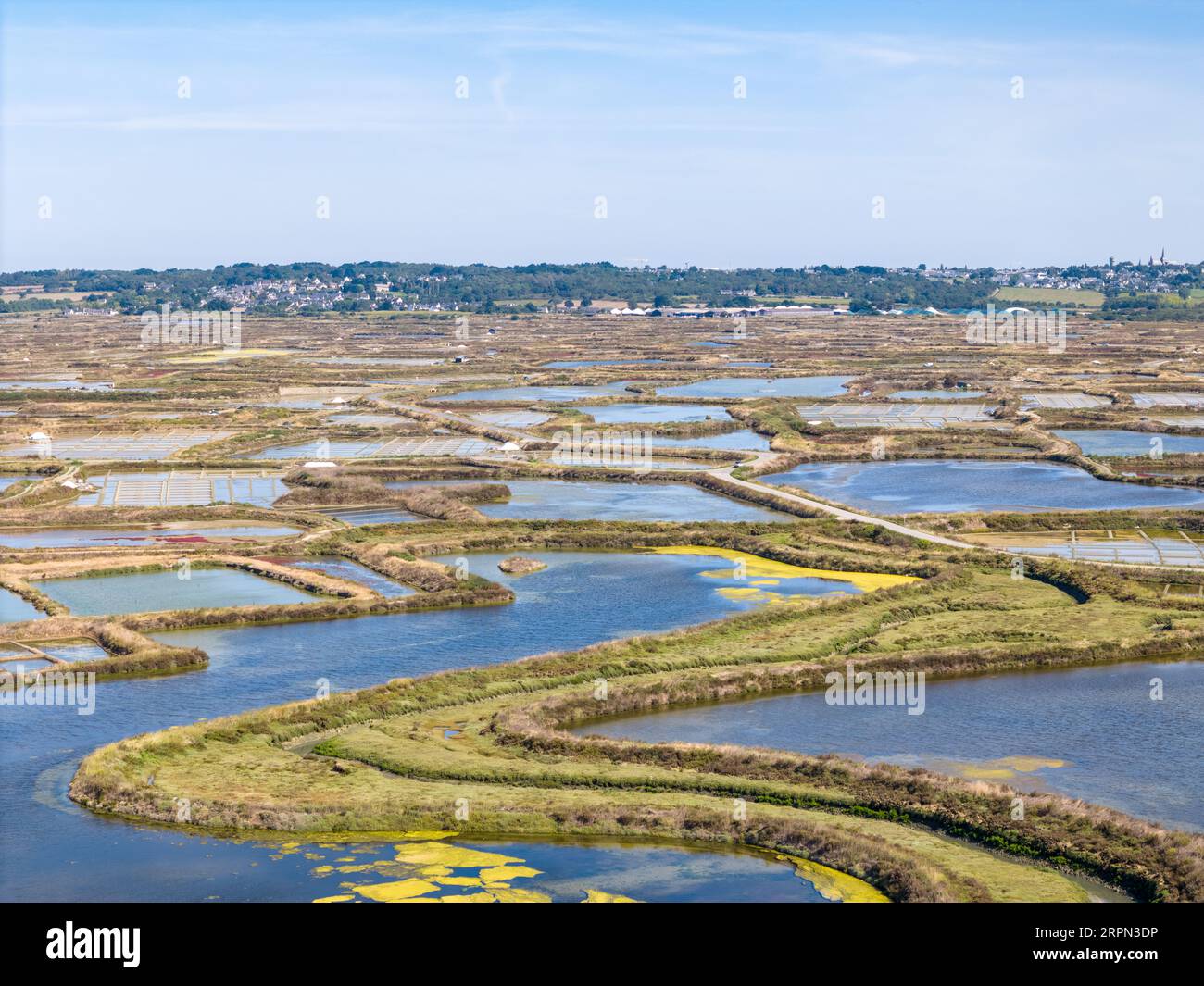 Aerial drone photo of the Guerande Salt Marshes in Bretagne, France ...