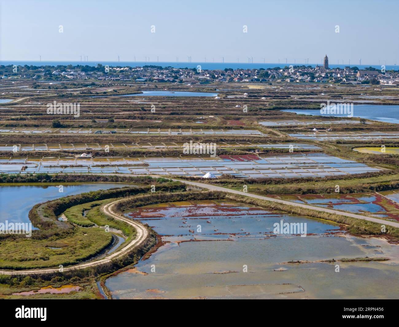 Aerial drone photo of the Guerande Salt Marshes in Bretagne, France ...