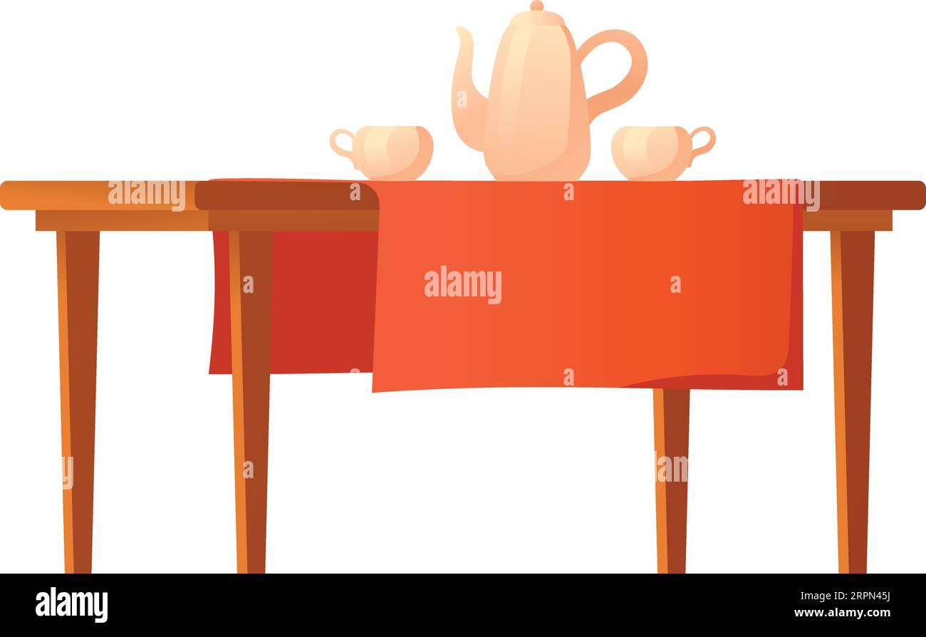 Table setting teapot cups Stock Vector Images - Alamy